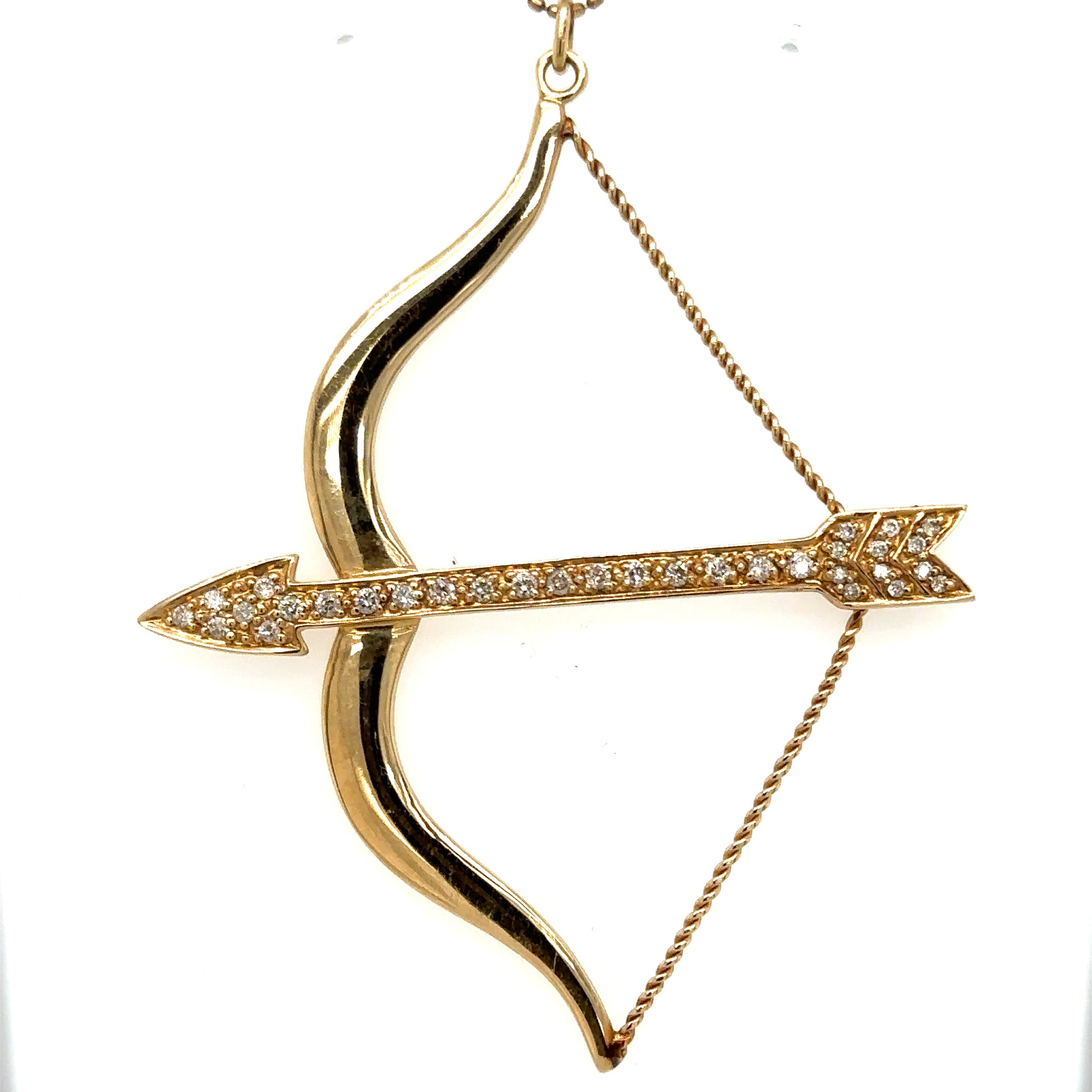 Circa 2000s Diamond Bow and Arrow Pendant and Chain in 14K Gold – The ...