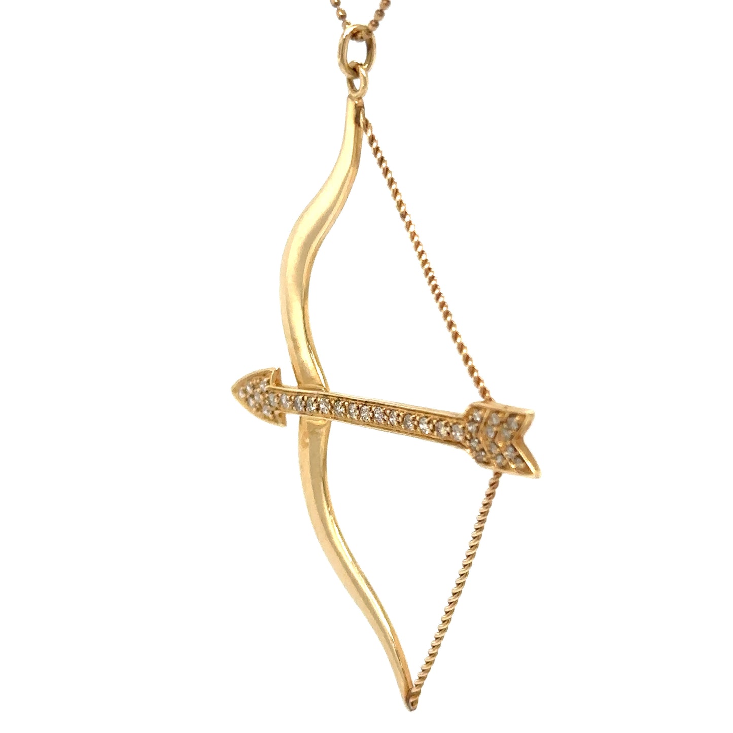 Circa 2000s Diamond Bow and Arrow Pendant and Chain in 14K Gold – The ...